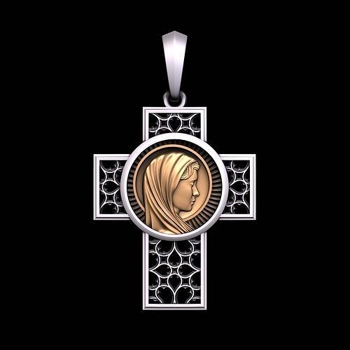 Cross with Saint Mary 3D model 3D printable | CGTrader
