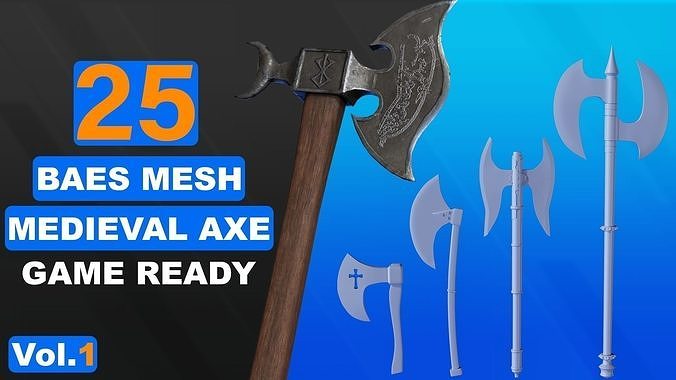 3D model Medieval Basemesh Axe Game Ready VR / AR / low-poly | CGTrader
