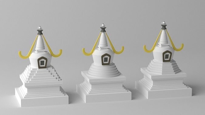 3D model Tibetan Buddhist White Stupa VR / AR / low-poly | CGTrader