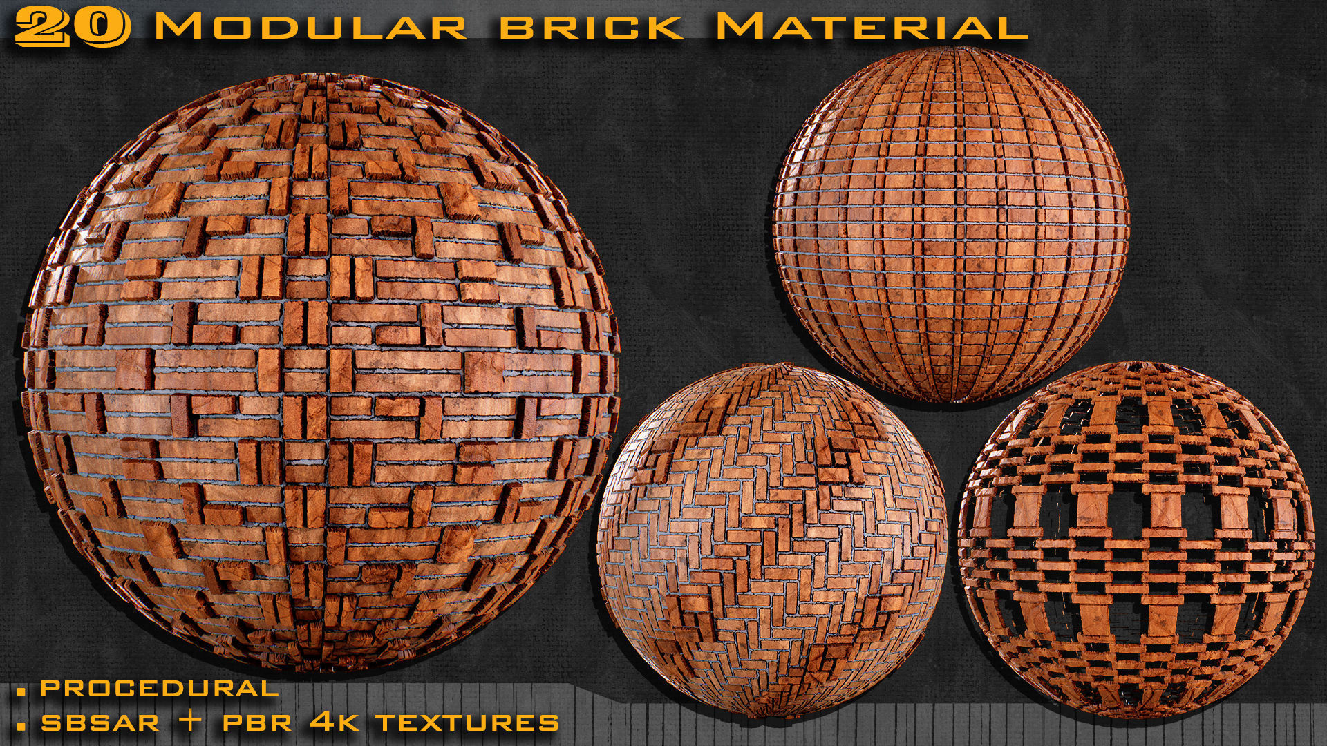 20 Modular brick Material Sbsar 4k texture maps Texture | CGTrader