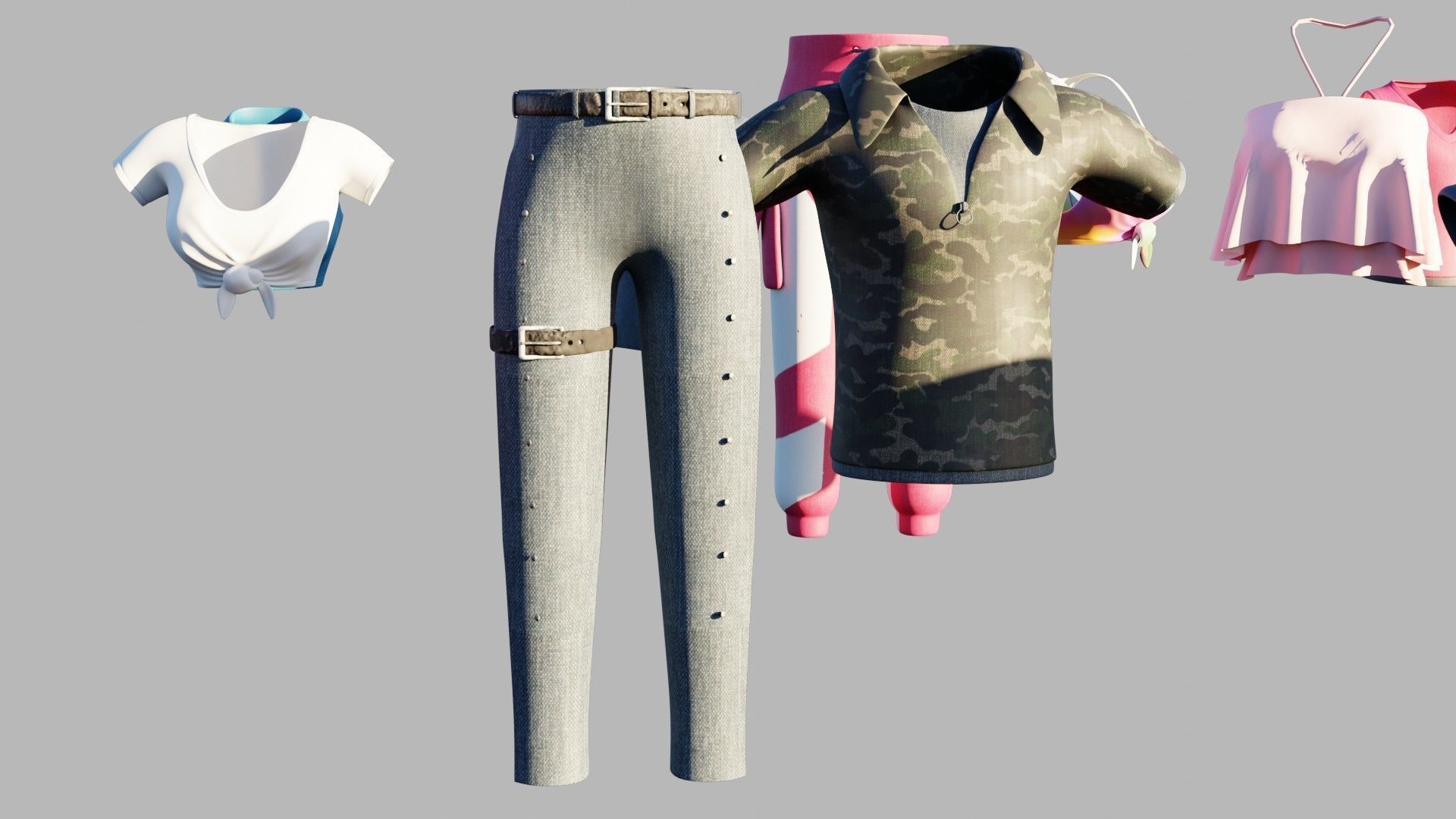 3D model a collection of clothes with pbr textures VR / AR / low-poly ...