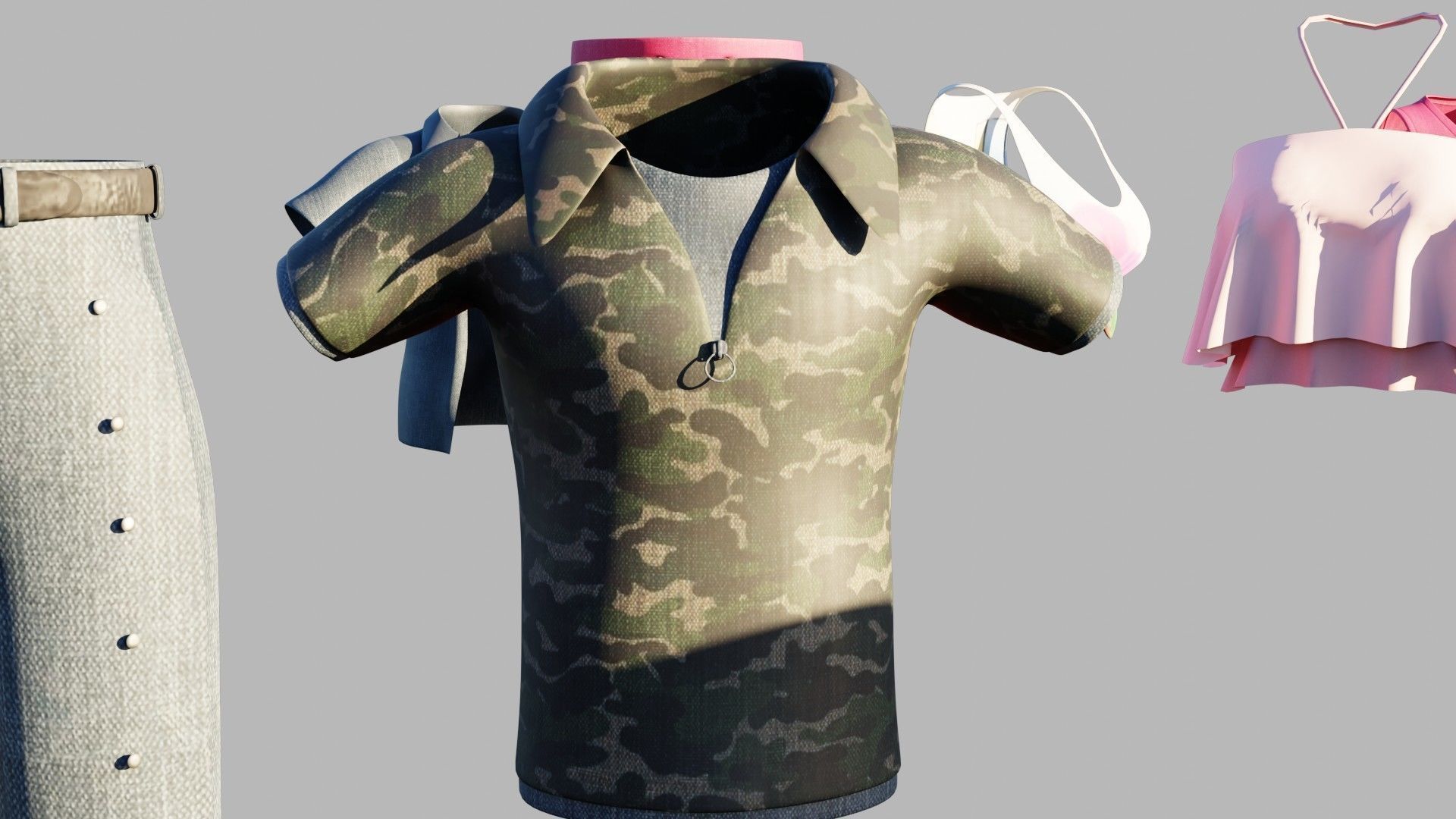 3D model a collection of clothes with pbr textures VR / AR / low-poly ...