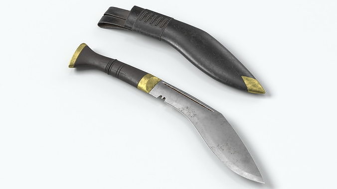 3D model Old Classic Kukri with a leather scabbard VR / AR / low-poly ...