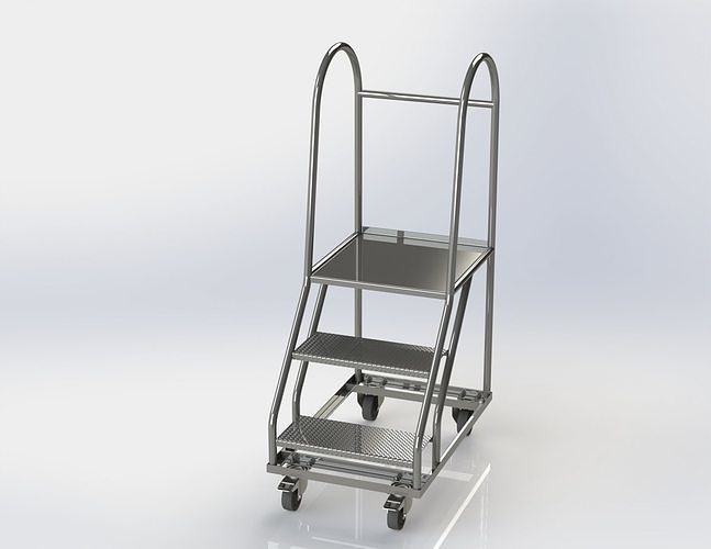 Stainless Steel Wheeled Ladder 3D model | CGTrader