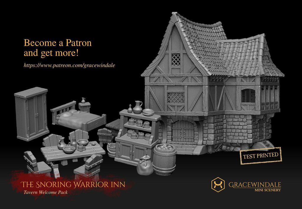 The Snoring Warrior Tavern free 3D model 3D printable | CGTrader