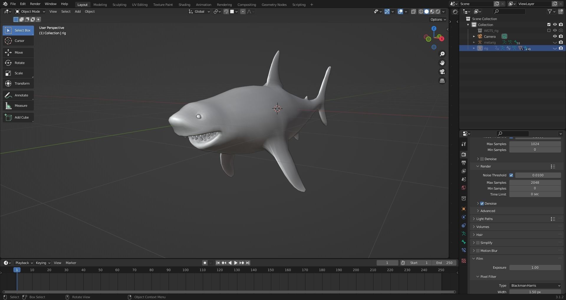 3D model Great White Shark Rigged in Blender VR / AR / low-poly | CGTrader