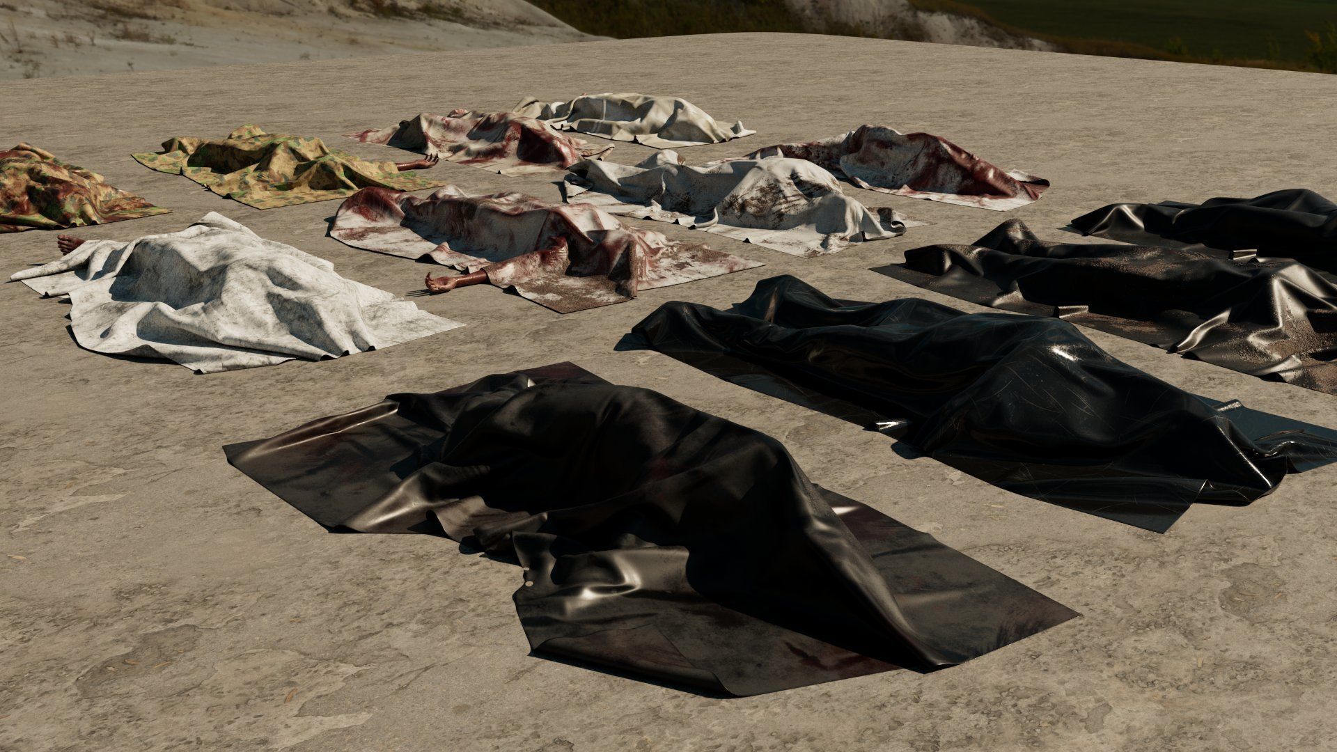 Apocalyptic Dead Bodies Under Sheets 3D model | CGTrader