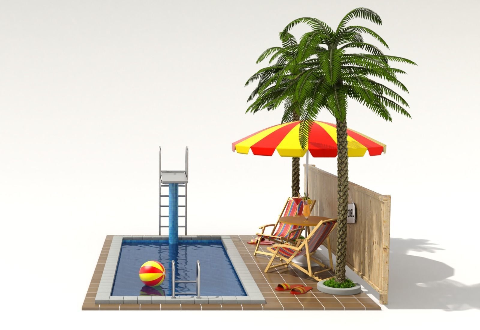 Pool Scene 3D model | CGTrader