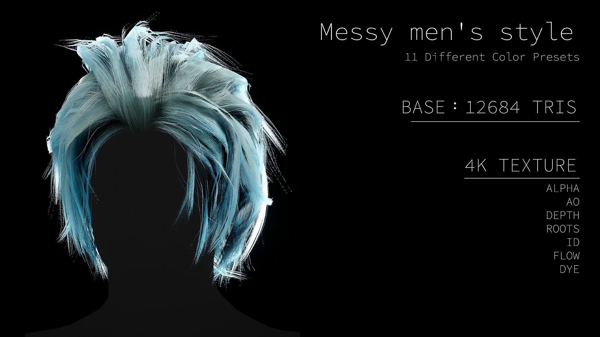 3D model Realtime Hair - Messy men style VR / AR / low-poly | CGTrader
