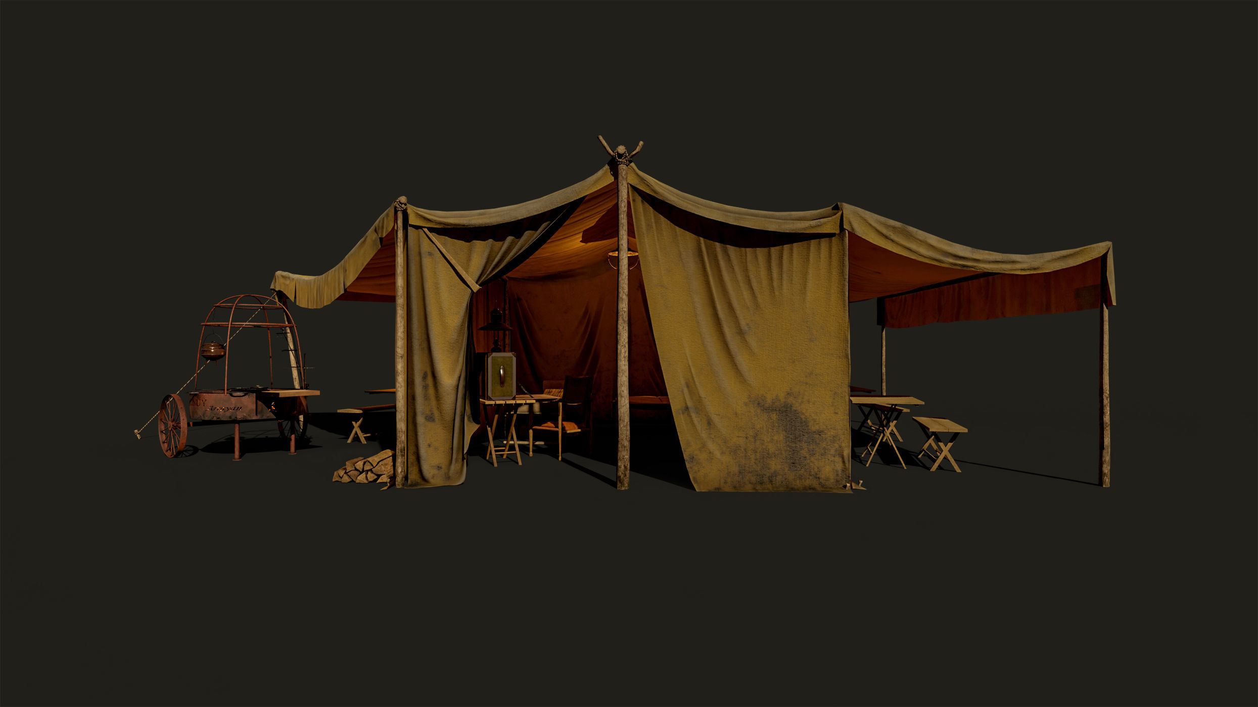 3D model Camping tent with props VR / AR / low-poly | CGTrader