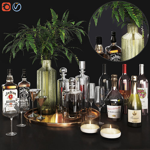 3D model Drinks set alcoholic drinks VR / AR / low-poly | CGTrader