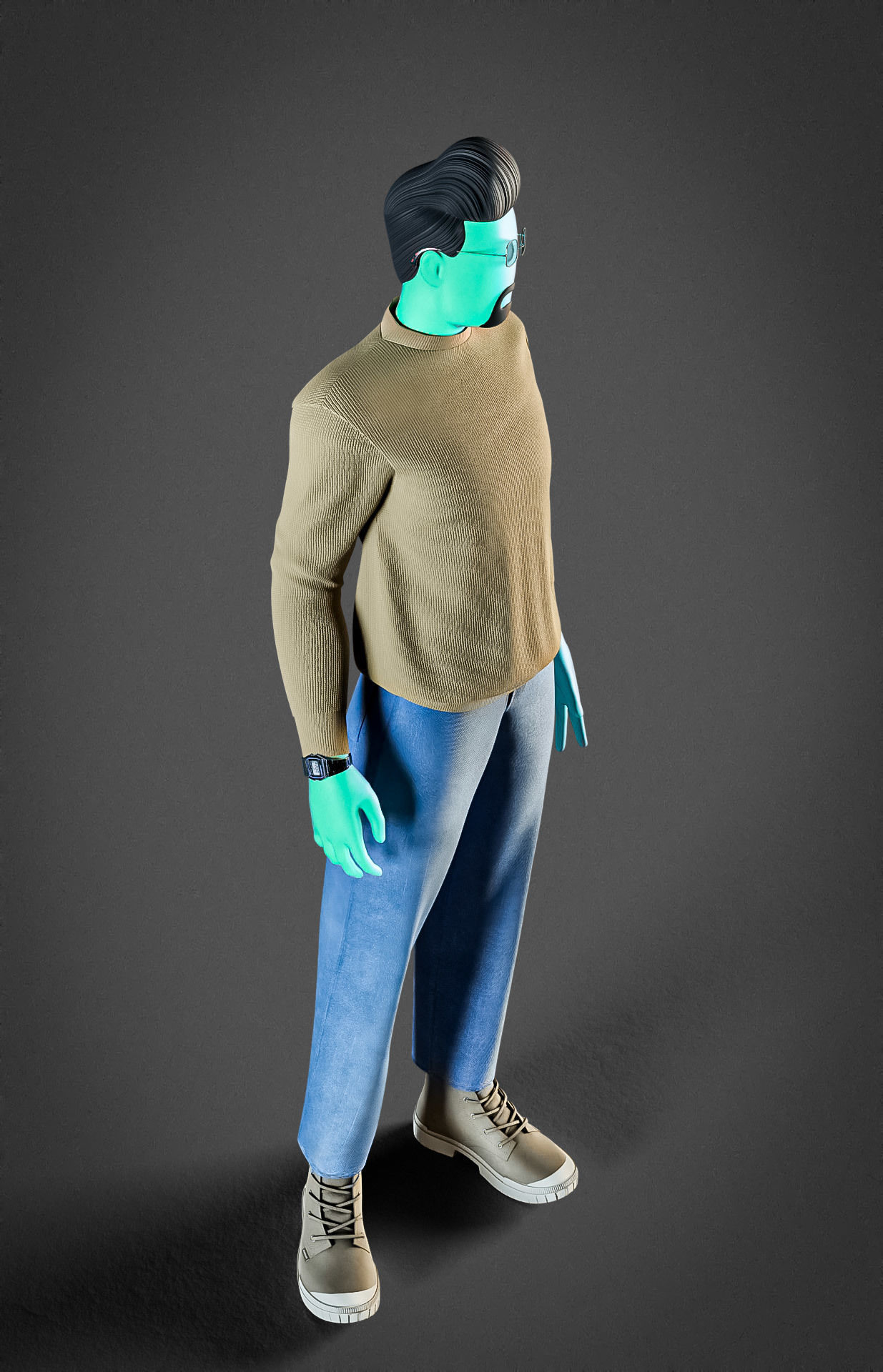 3D model Stylized motion design male character VR / AR / low-poly ...