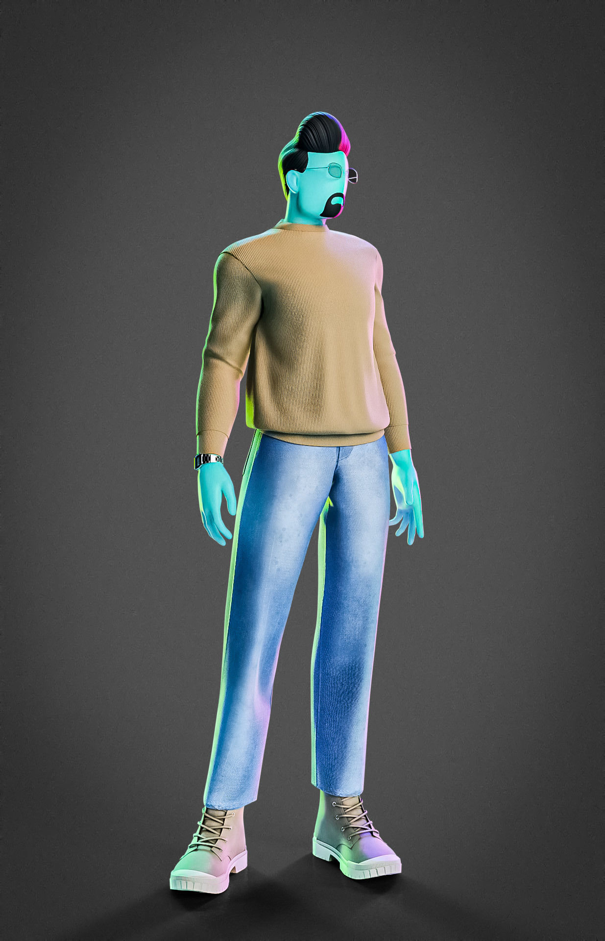 3D model Stylized motion design male character VR / AR / low-poly ...