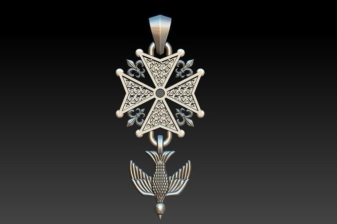Maltese Cross wtih Holly Spirit Dove - Malta Espirito Santo 3D model 3D ...