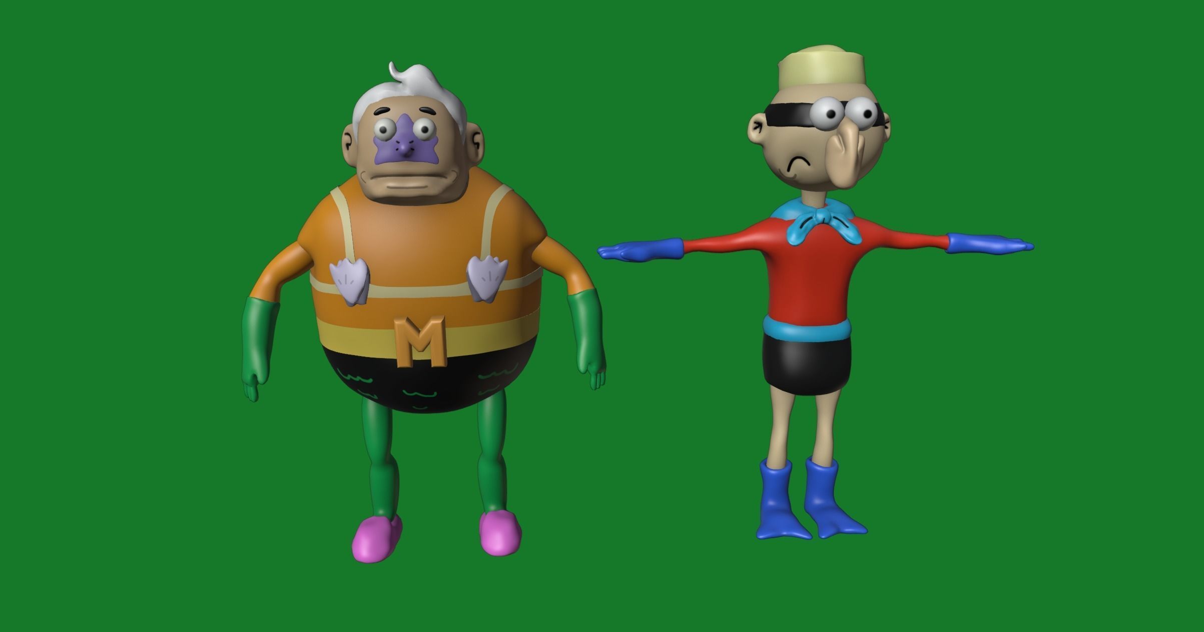 3D model Mermaid Man and Barnacle Boy - Spongebob Squarepants VR / AR ...