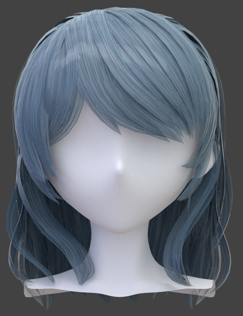 3D model 8 Anime Hairstyles-Hair Cards obj fbx blend files VR / AR ...