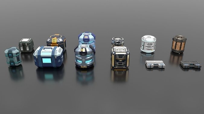 3D model Scifi Loot Crate Box Cylinder Barrel Value Pack VR / AR / low ...