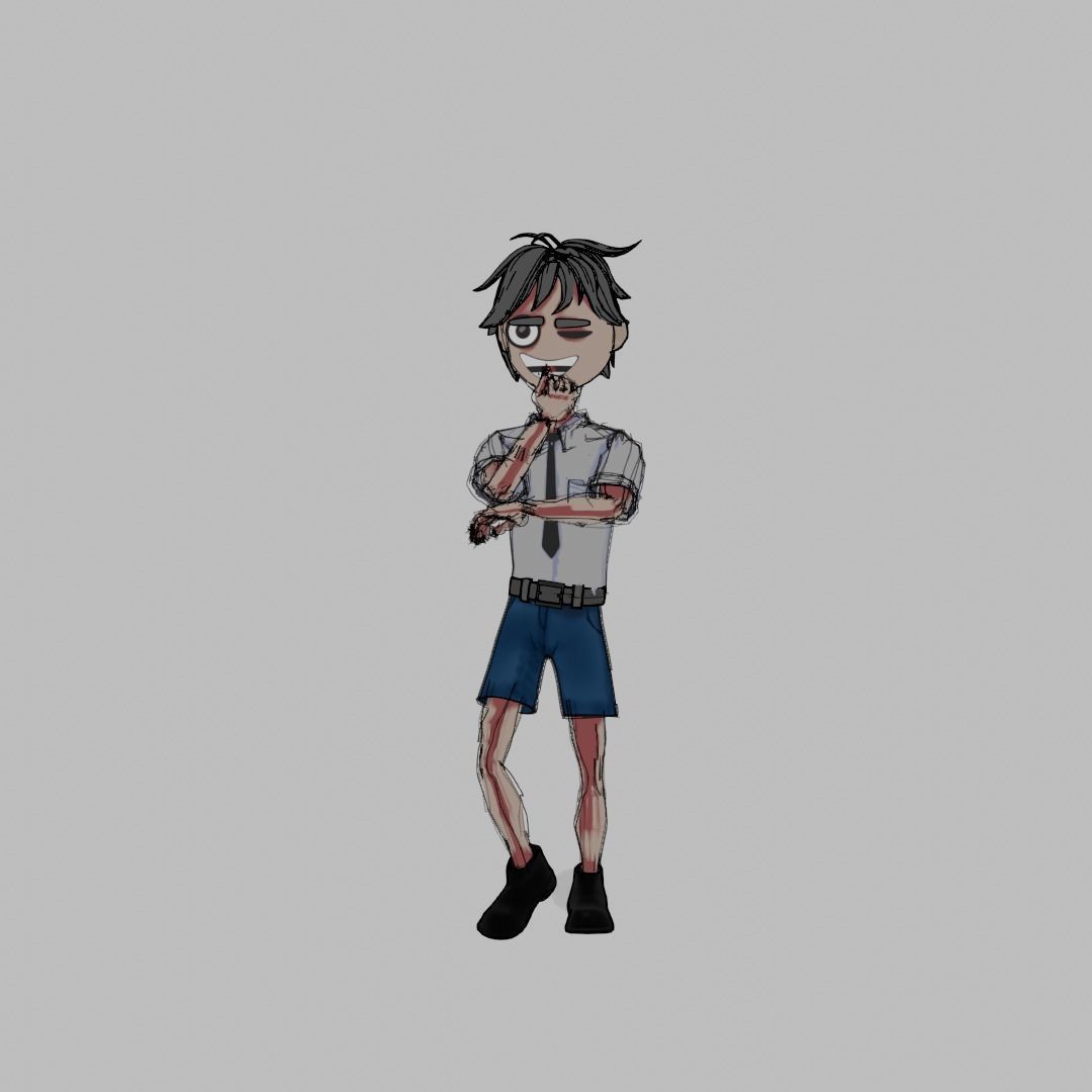 NPR SHADED 2d shaded school boy fully-rigged 3D model rigged | CGTrader