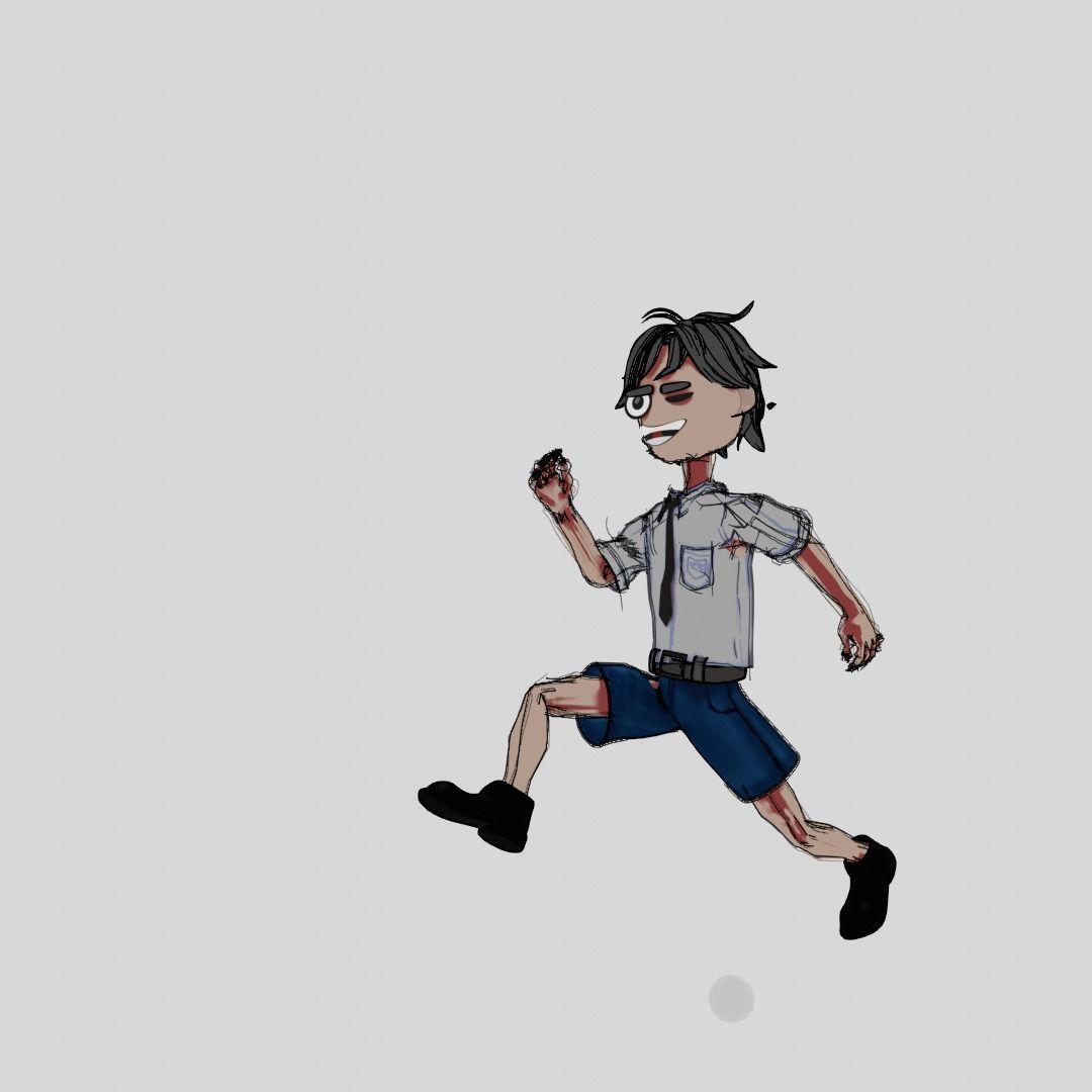 NPR SHADED 2d shaded school boy fully-rigged 3D model rigged | CGTrader