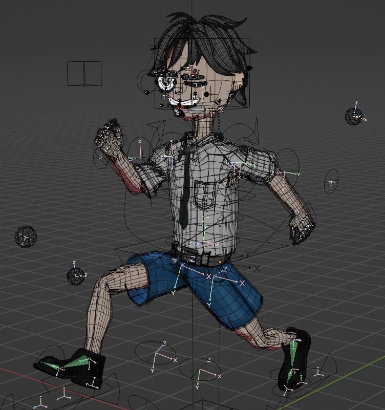 NPR SHADED 2d shaded school boy fully-rigged 3D model rigged | CGTrader