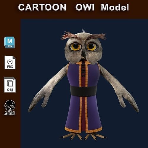 Cartoon Owl NoRig 3D model | CGTrader