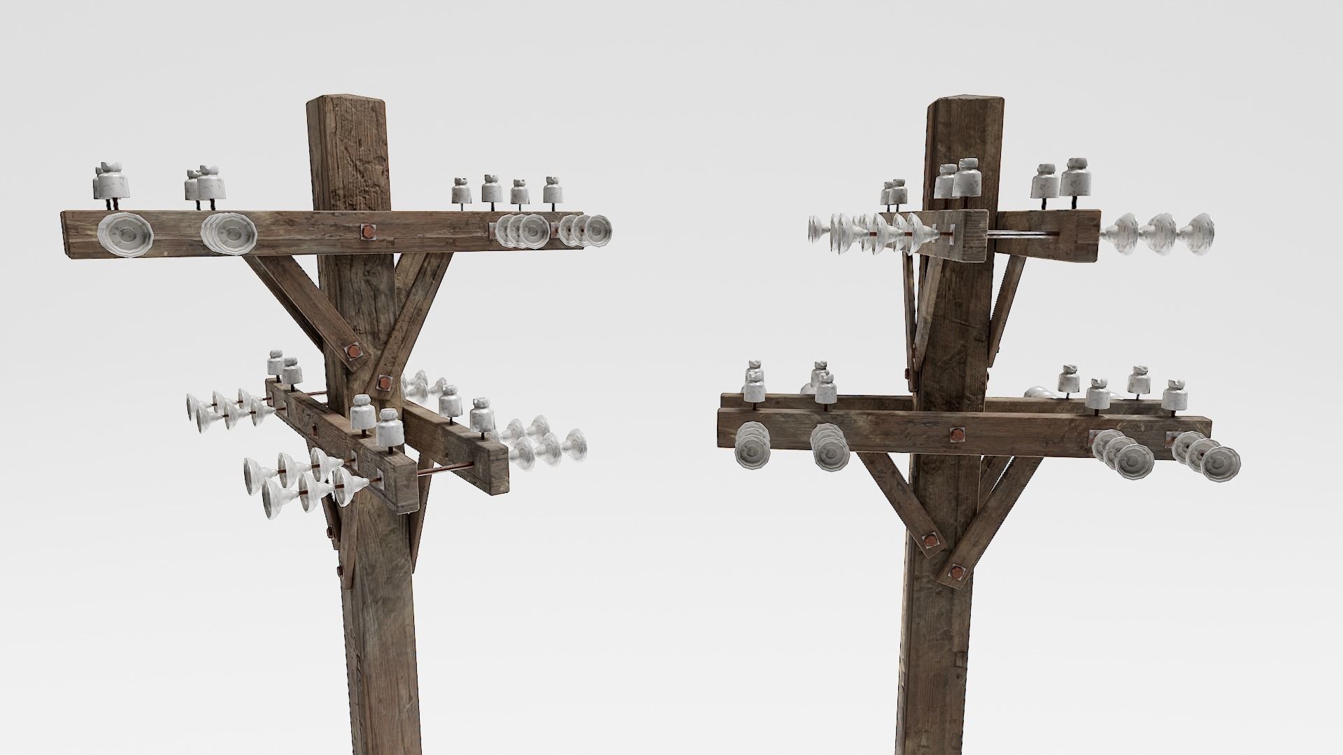 3D model Electric wooden pole da1 VR / AR / low-poly | CGTrader