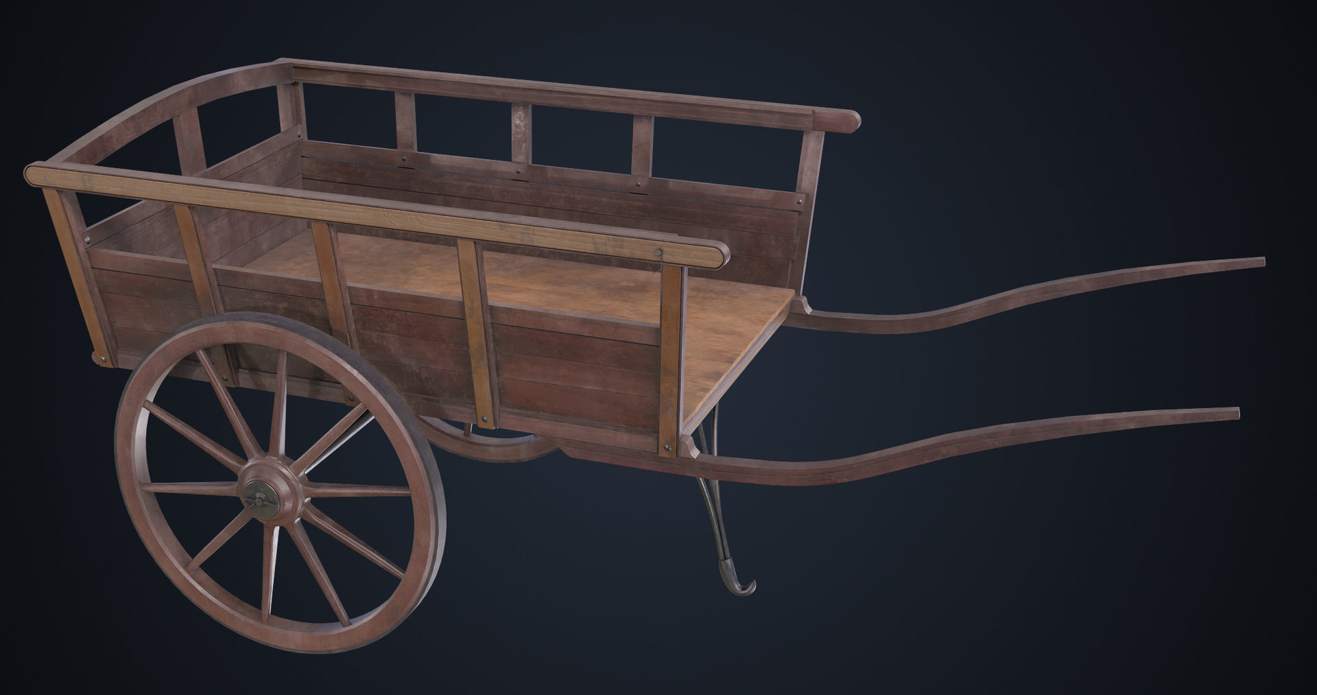 3D model Red Wooden Cart 11 All PBR Unity UE Textures Included VR / AR ...