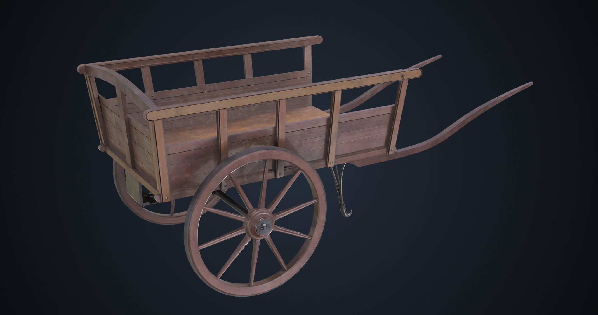 3D model Red Wooden Cart 11 All PBR Unity UE Textures Included VR / AR ...