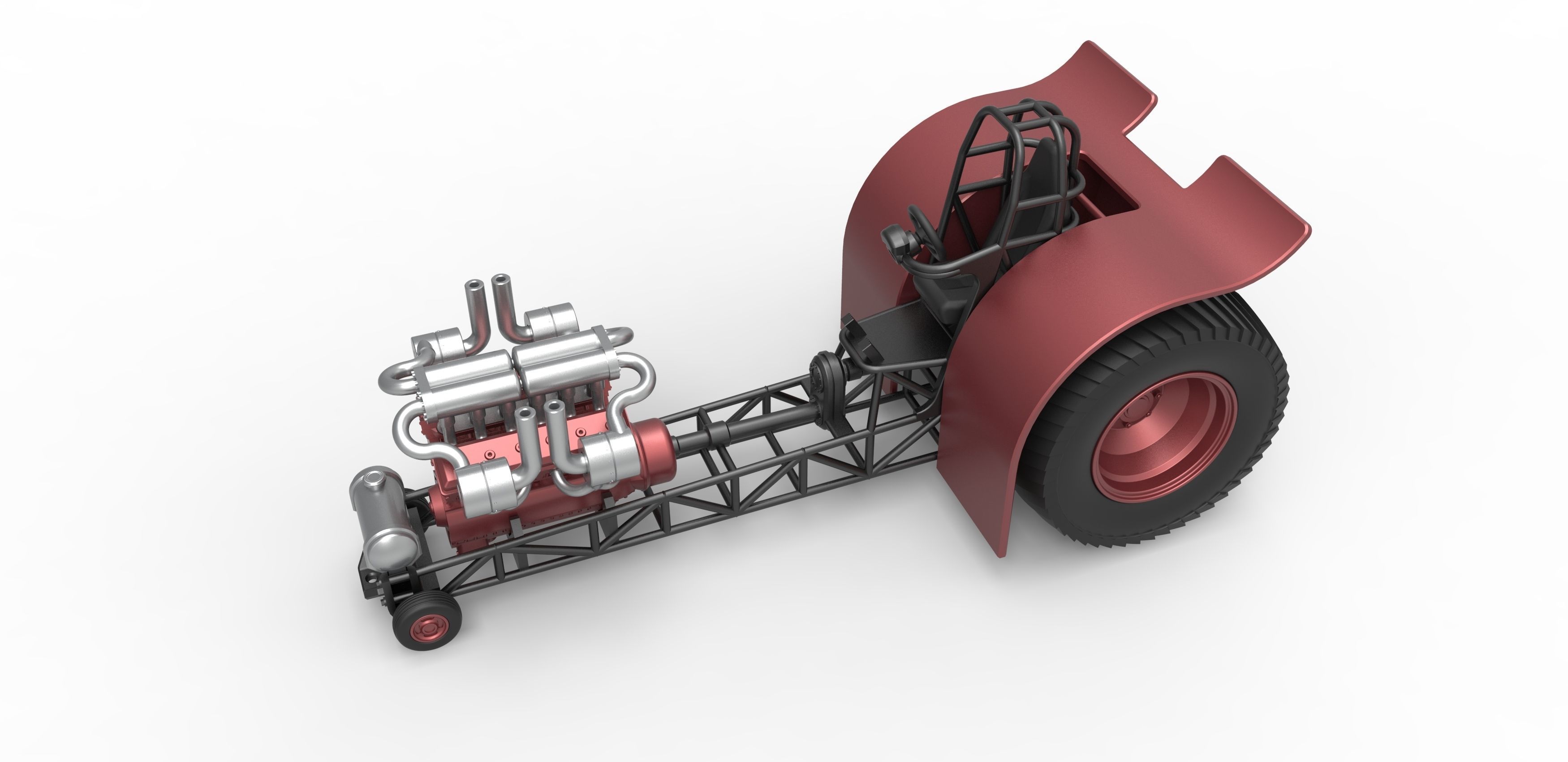 Pulling tractor with turbo engine V12 Version 2 Scale 1 to 25 3D model ...