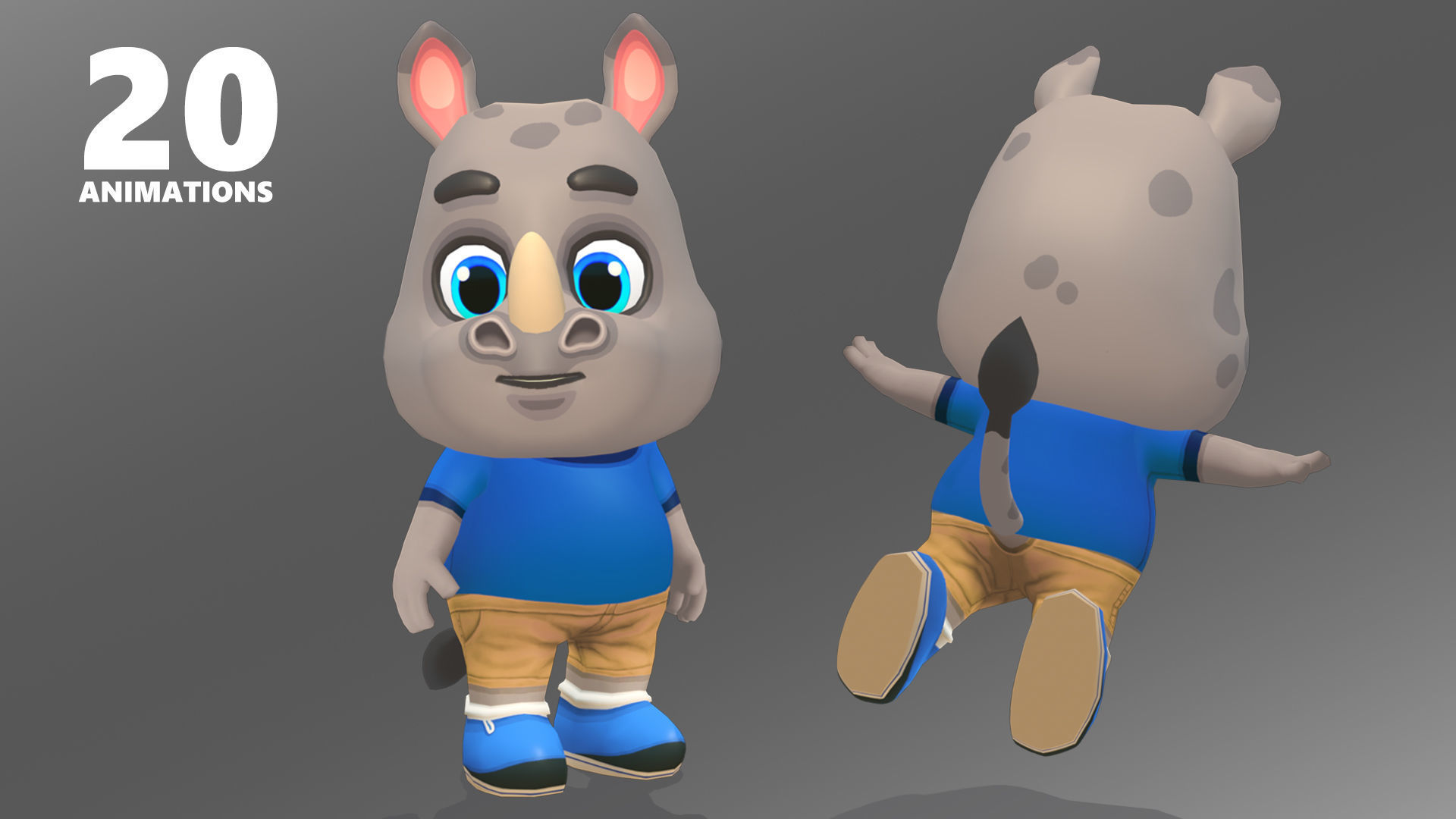 3D model Rhino Animated Rigged VR / AR / low-poly | CGTrader