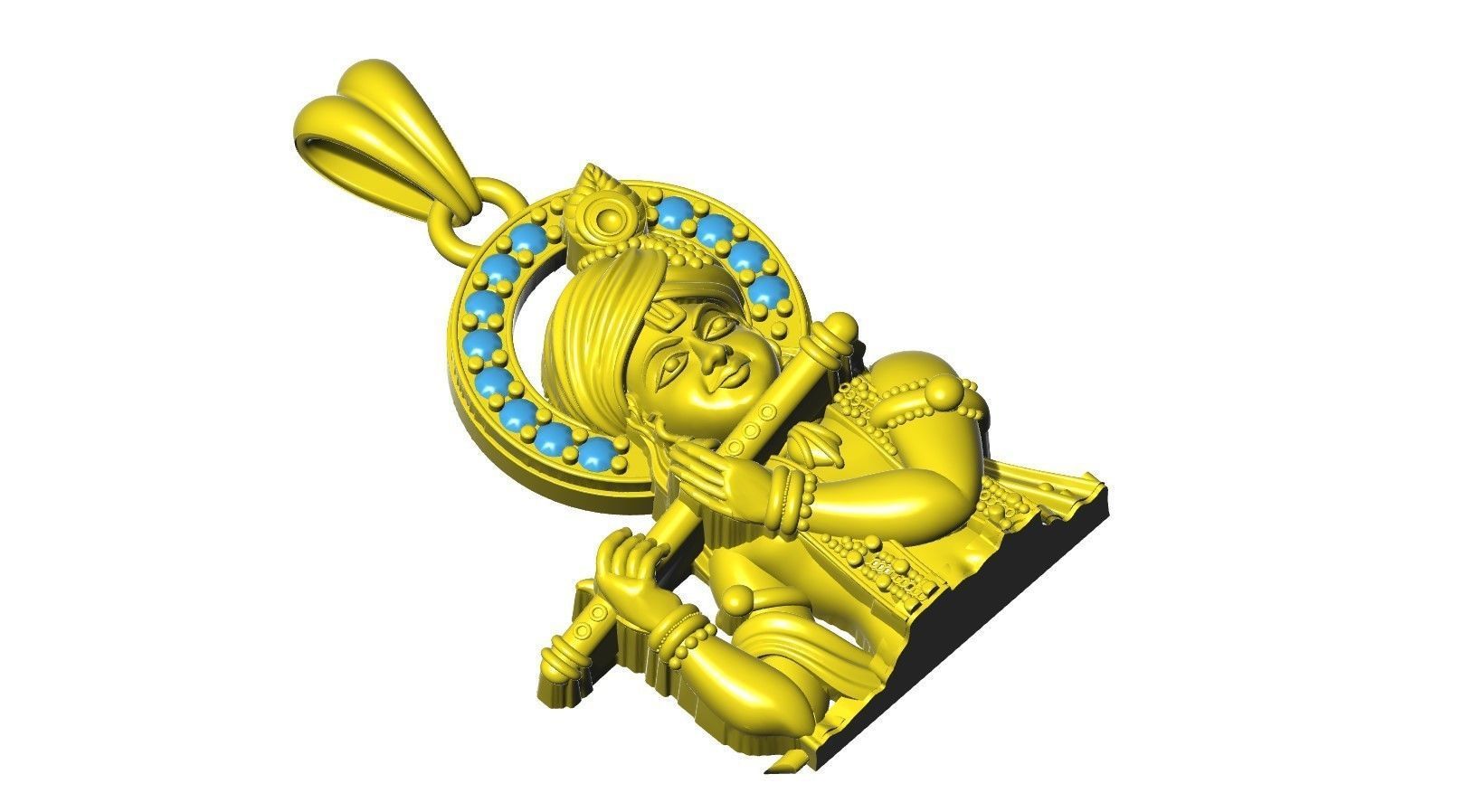 Lord Krishna Gold Diamond Pendant Design 3D model 3D printable | CGTrader