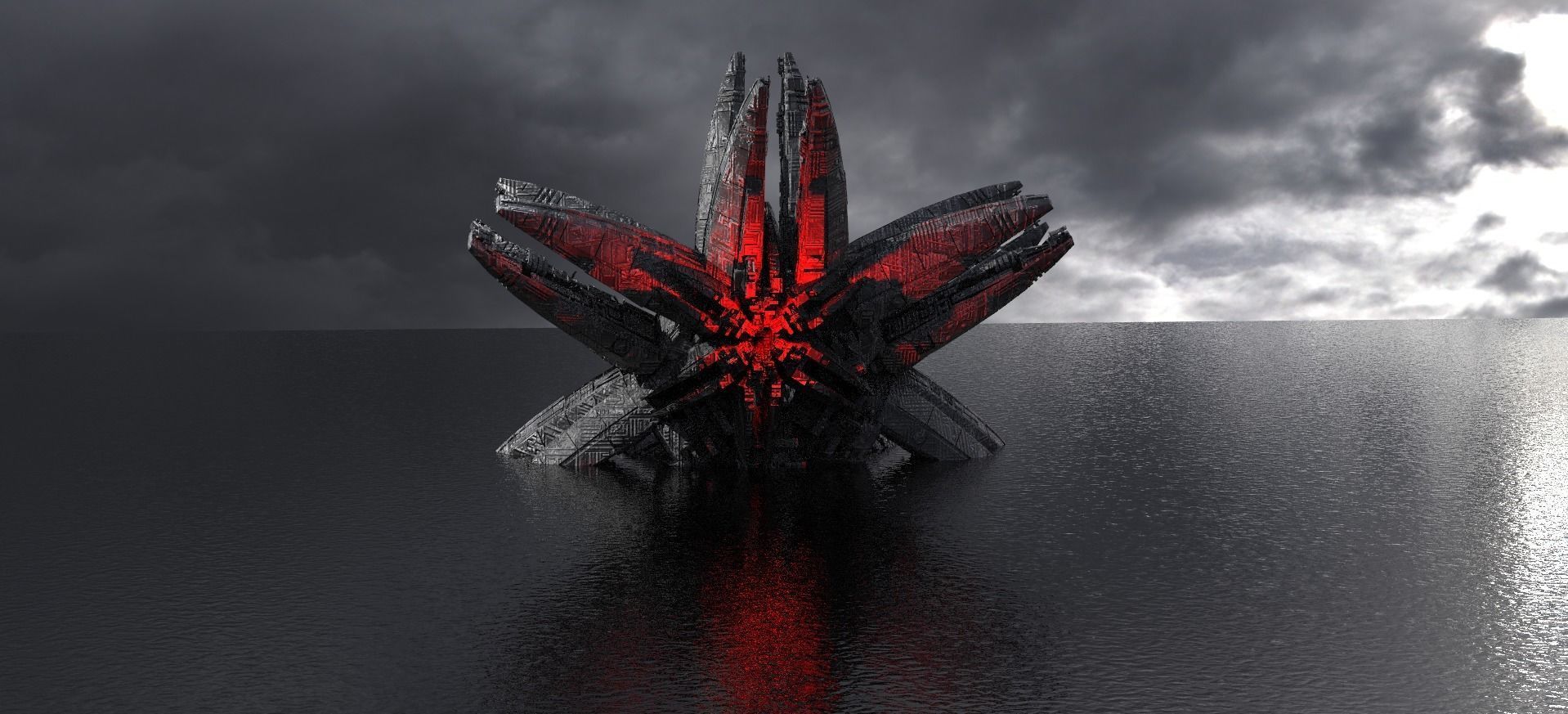 3D model Dark Star Flower Ship design Kitbash 3 VR / AR / low-poly ...