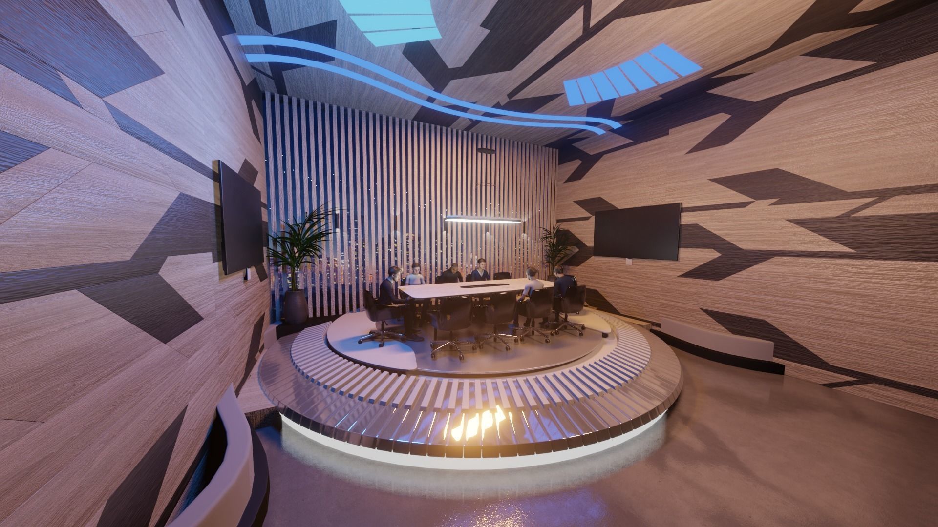 Conference and Meeting Room with Animated Characters 3D model animated ...