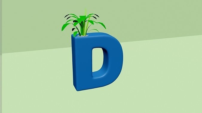 Vase D - Alphabet Vases Collection Letters - STL Printable 3D model 3D ...
