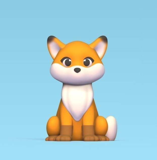 Cartoon Sitting Fox 3D model 3D printable | CGTrader