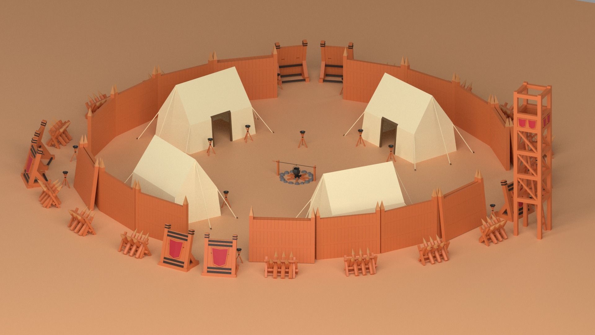 3D model Cartoon Medieval Barracks VR / AR / low-poly | CGTrader