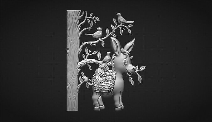 Donkey bas-relief 3D model 3D printable | CGTrader