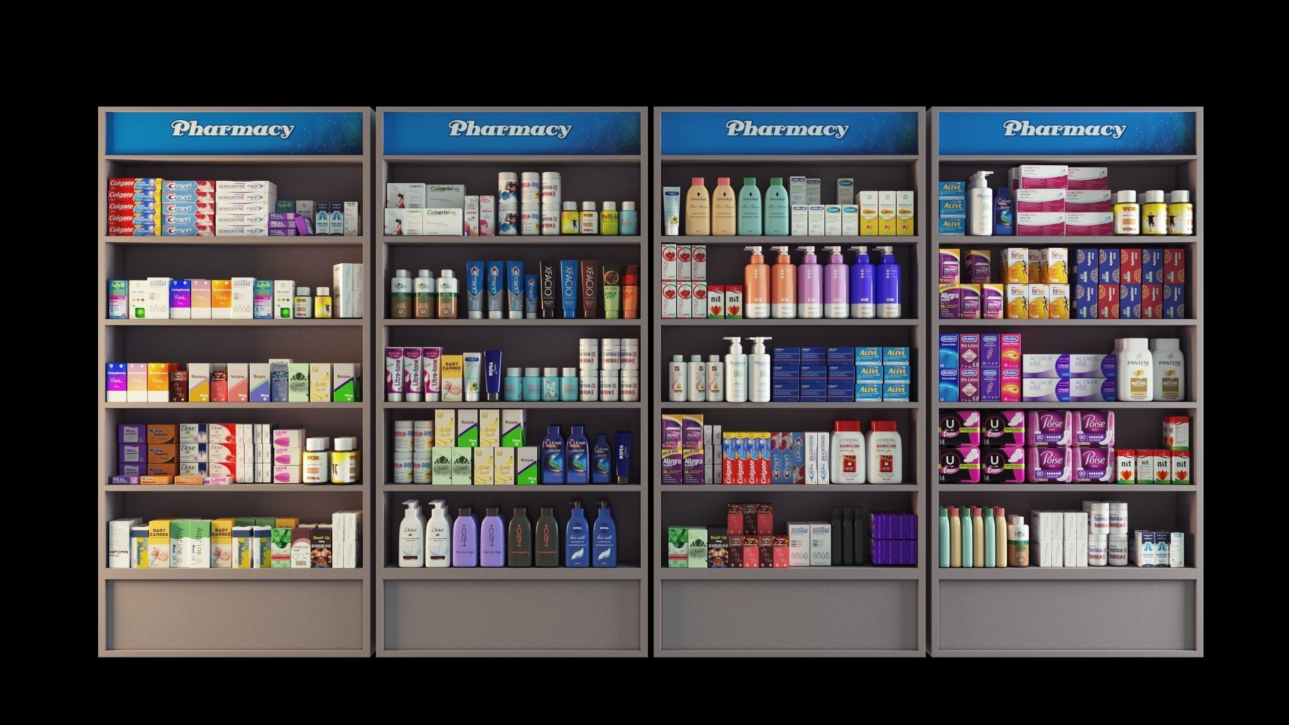 3D model pharmacy showcase vol-01 VR / AR / low-poly | CGTrader