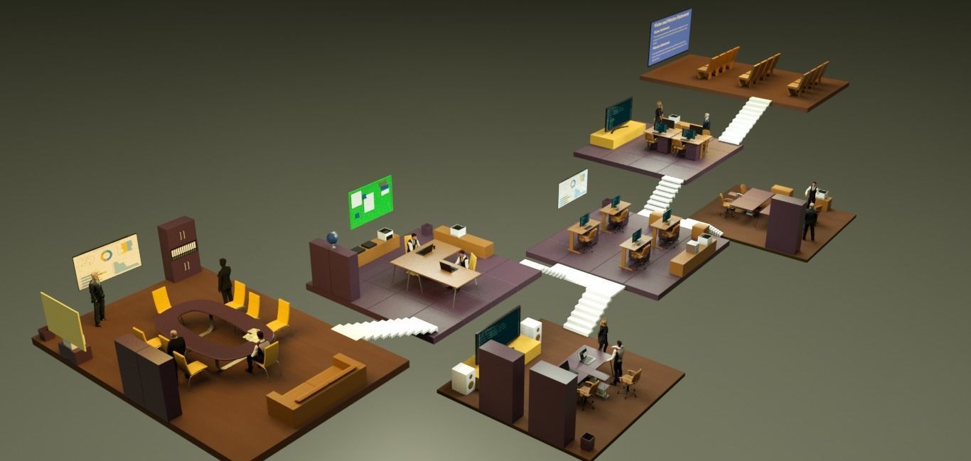 Business Office Rooms Isometric 3D model | CGTrader