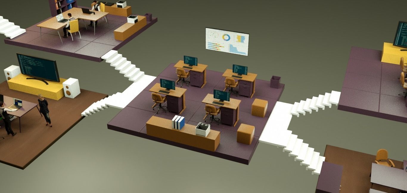 Business Office Rooms Isometric 3D model | CGTrader