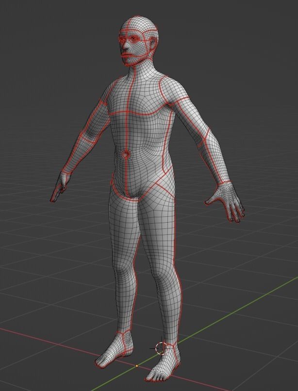 3D model Male Human Body Basemesh Rigged UV low-poly VR / AR / low-poly ...