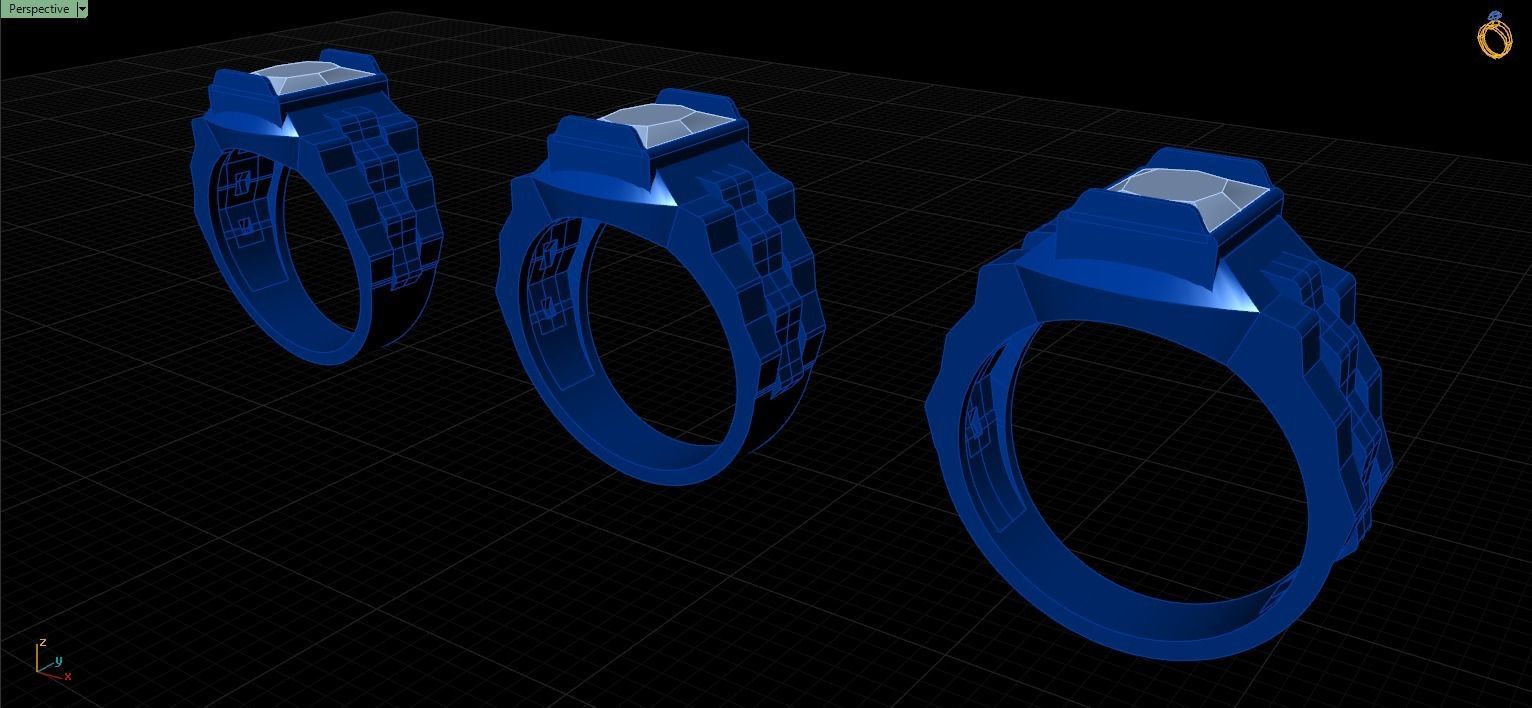 7 Rows Mens ring 3D model 3D printable 3D model 3D printable | CGTrader