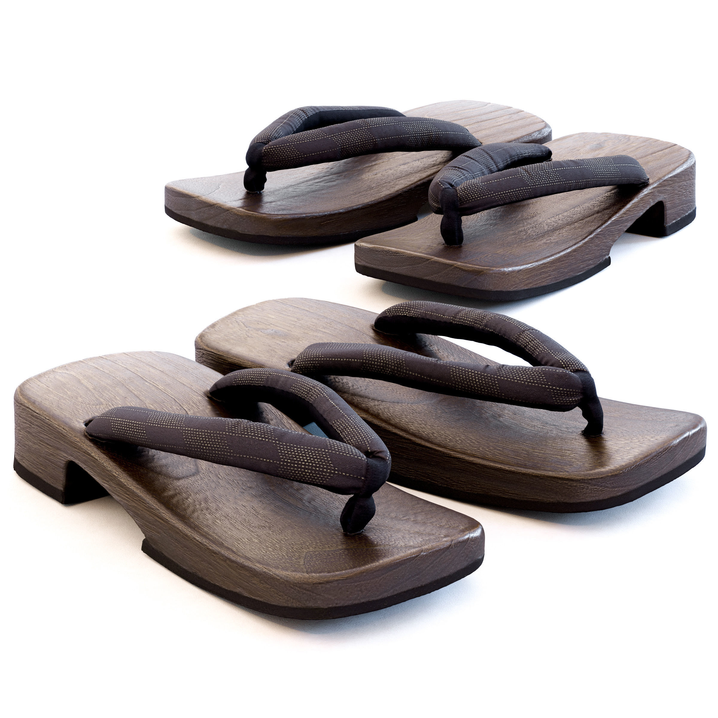 3D model Ukon Geta Set for Men - Japanese Wooden Clogs VR / AR / low ...