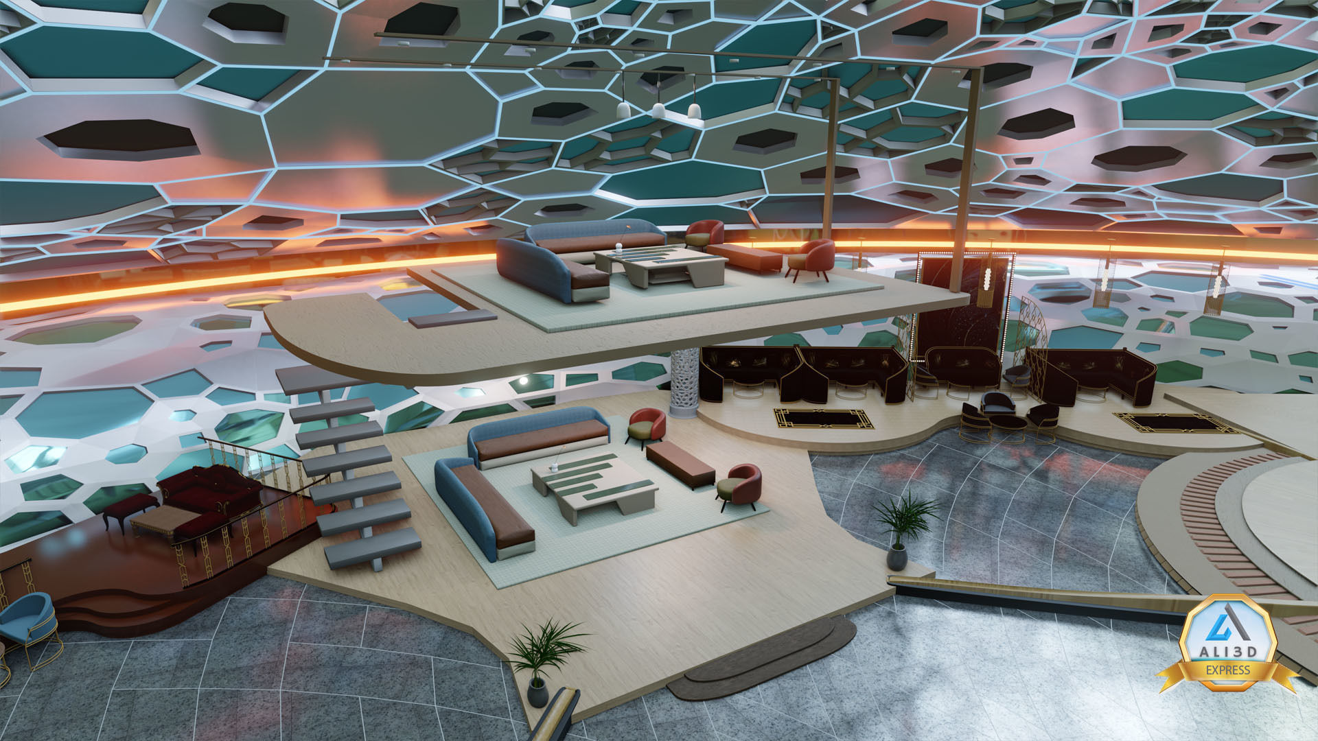 Detailed 3D Metaverse Space for web3 NFT community 3D model | CGTrader