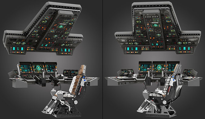 Alien Spacecraft Bridge Console