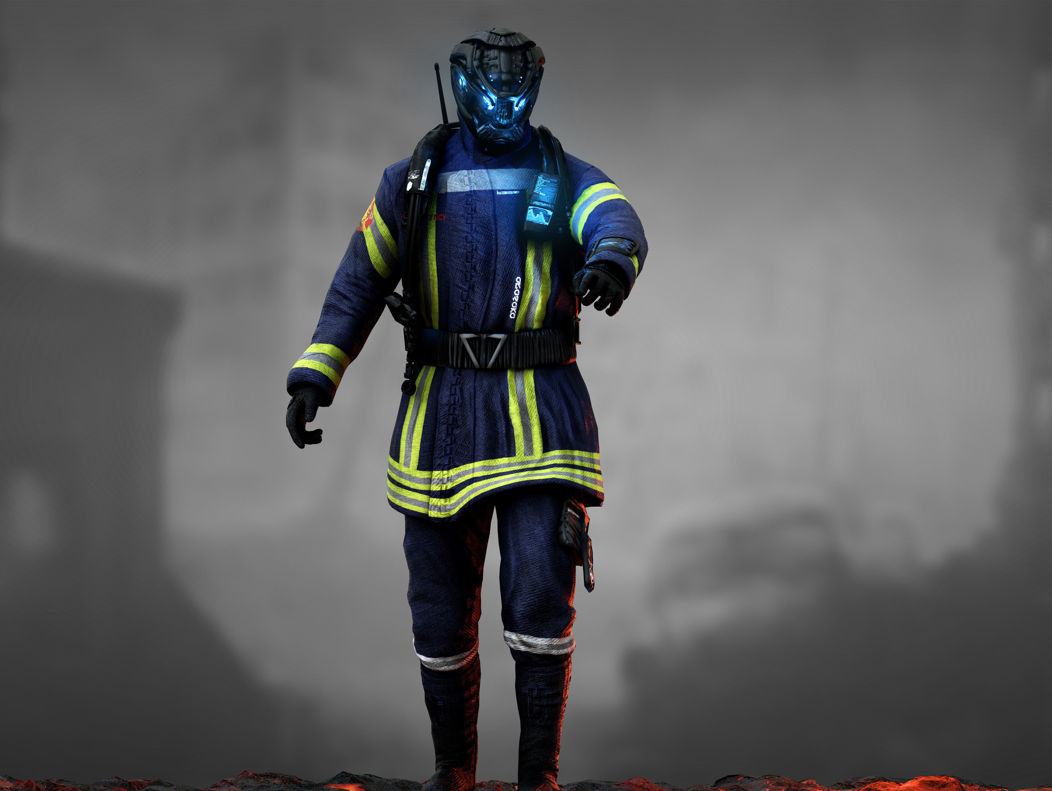 3D model Sci Fi Firefighter VR / AR / low-poly rigged | CGTrader