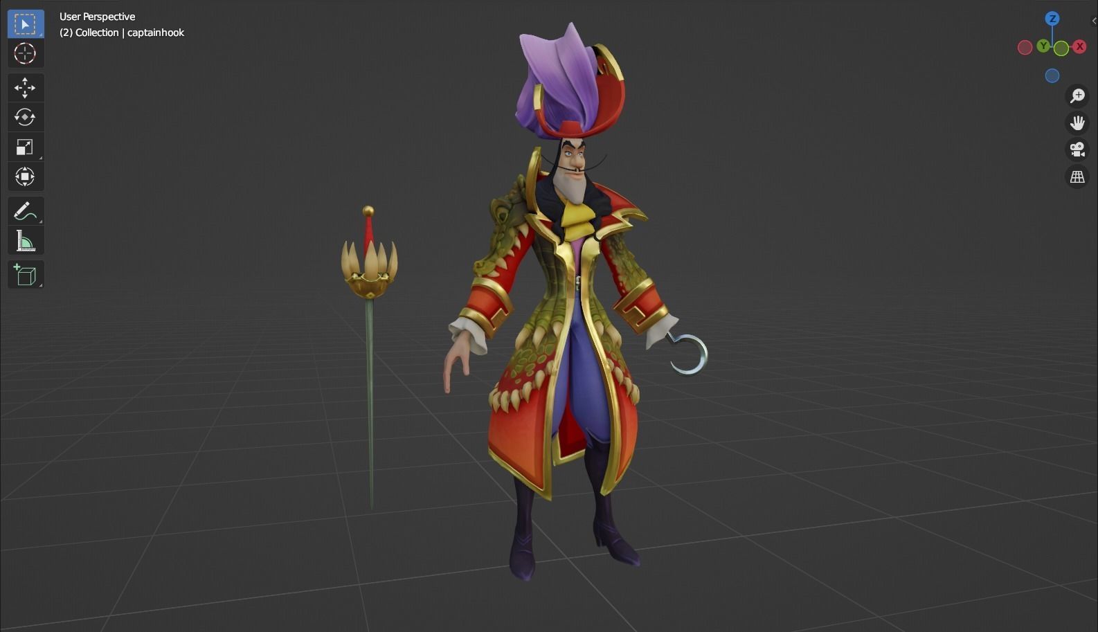 Captain Hook rigged 3D model rigged | CGTrader