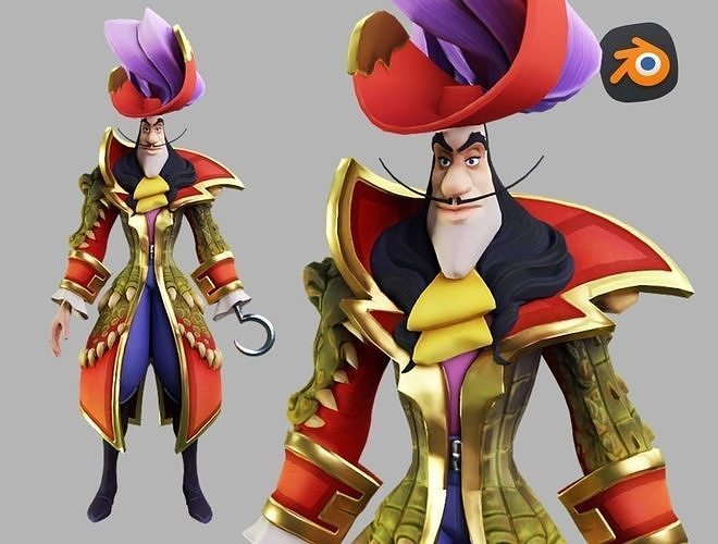 Captain Hook rigged 3D model rigged | CGTrader