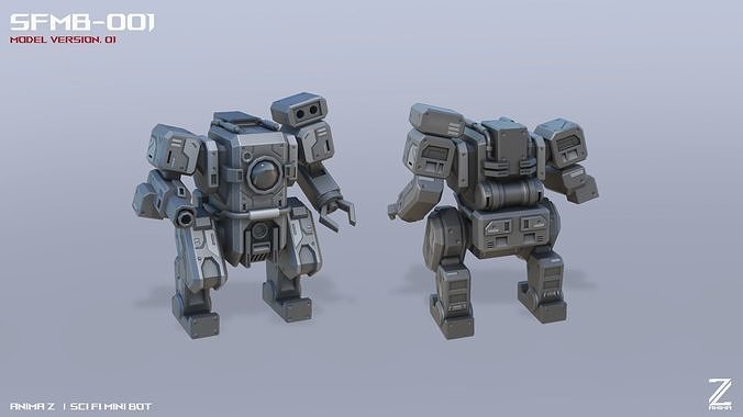 3D model Scifi Mini bot VR / AR / low-poly | CGTrader