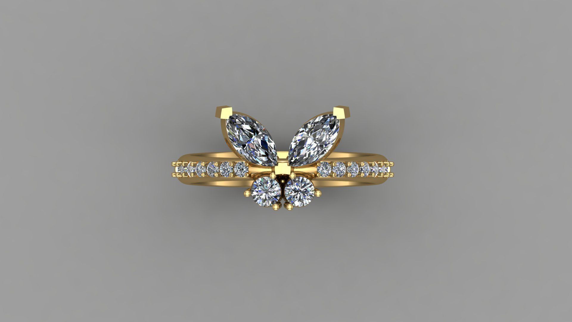 Butterfly Ring Solitair diamond ring cad file 3d 3D model | CGTrader